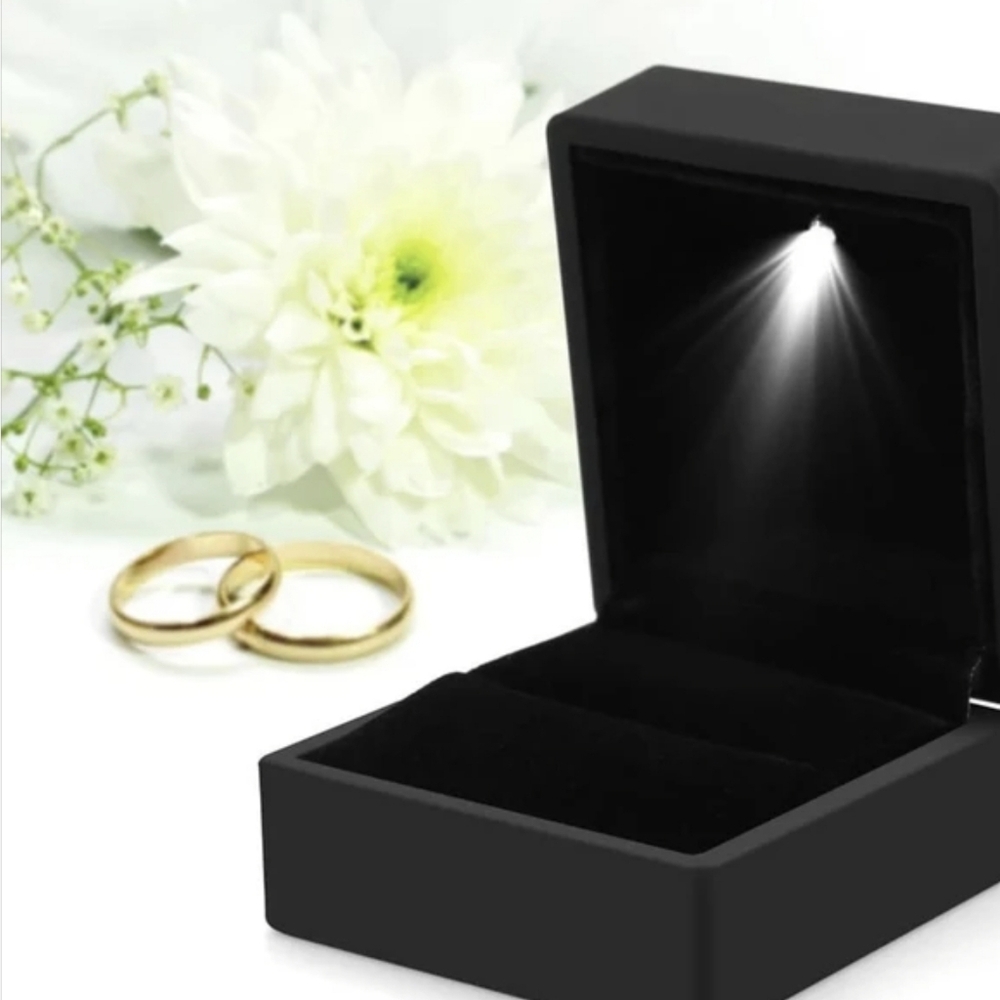 Led Black Proposal Ring Box For Wedding, Engagement -… - Gem